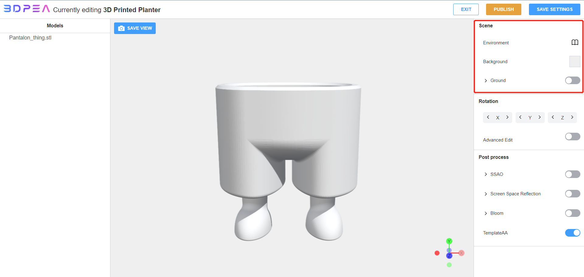 Scene Settings - 3DPEA